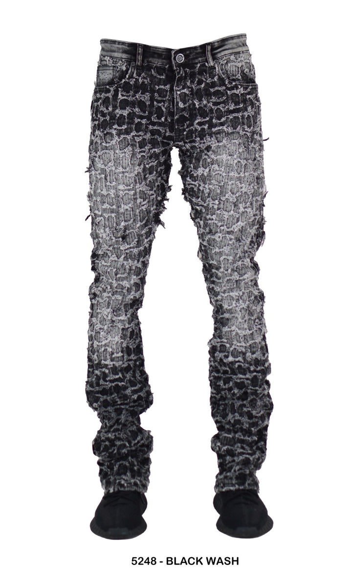 Focus Rhinestone Stacked Jeans Multi Colors