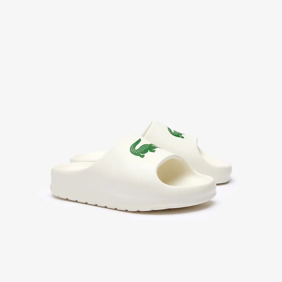 Lacoste Off White/Green Slides - Trendy & Comfortable | Buy Now