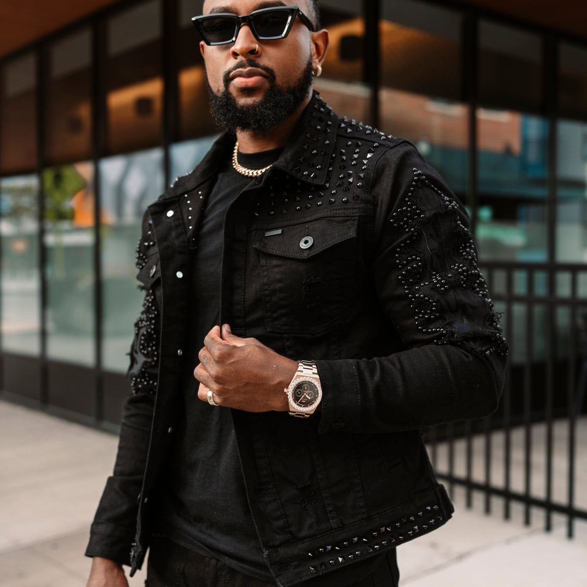 Makobi Denim Jacket | M1013 Positoni Denim - Black