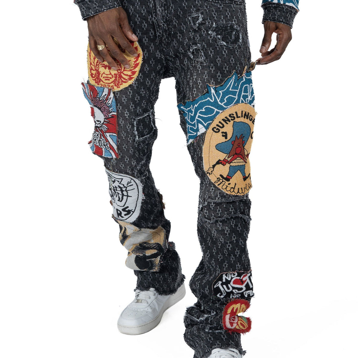 Frost Design F1945 Brave Heart Stacked Jeans- Black