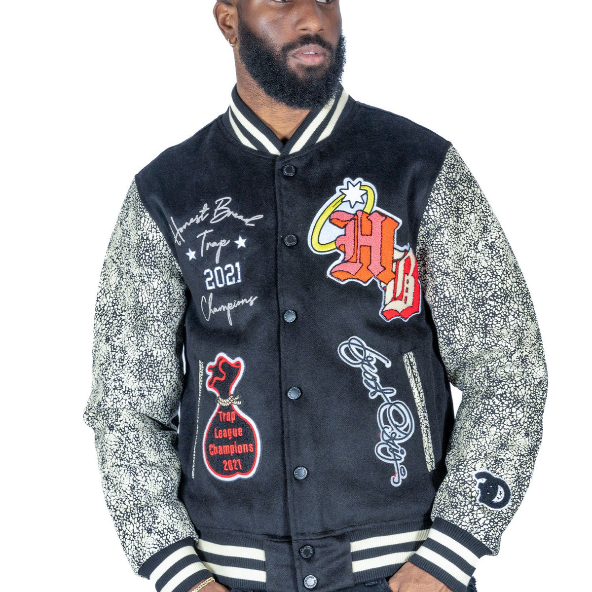 Frost Original F1080 Honest Bread Wool Varsity Jacket - Black