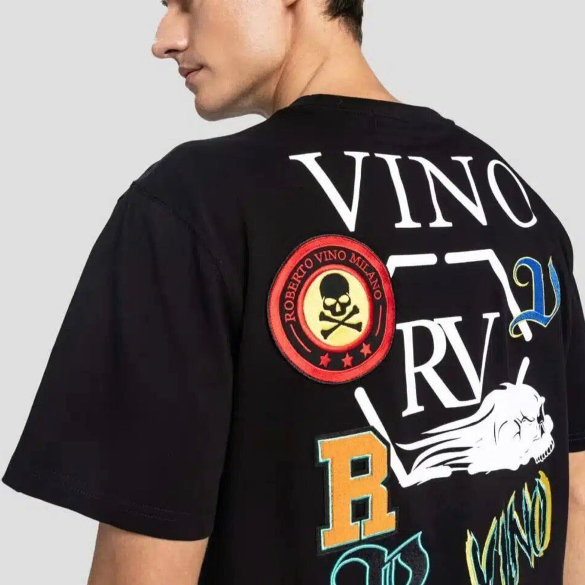 ROBERTO VINO MILANO - T-Shirt - Green Logo - Black / Multi