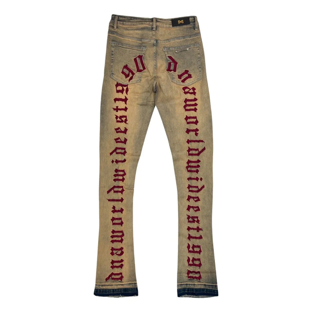 DNA - Stacked Jeans - DNA Worldwide - Blue / Burgundy – DripNationIL
