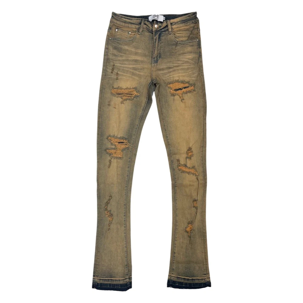 DNA - Stacked Jeans - DNA Worldwide - Blue / Burgundy – DripNationIL