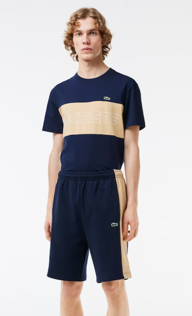 Lacoste Short: Stylish Regular Fit Cotton in Navy & Beige