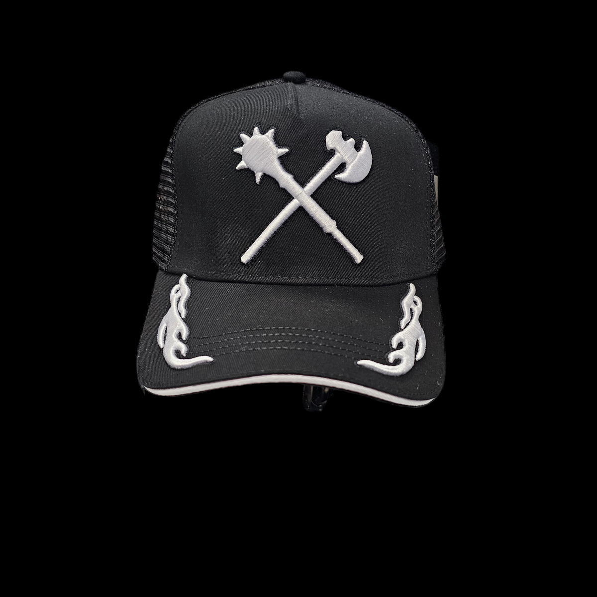 JUREN BLOCKING OUT THE BAD VIBES TRUCKER CAP HAT BLACK