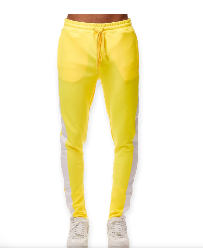Rebel Mind Neon Yellow Stacked Track Pants for Men- Drip Nation