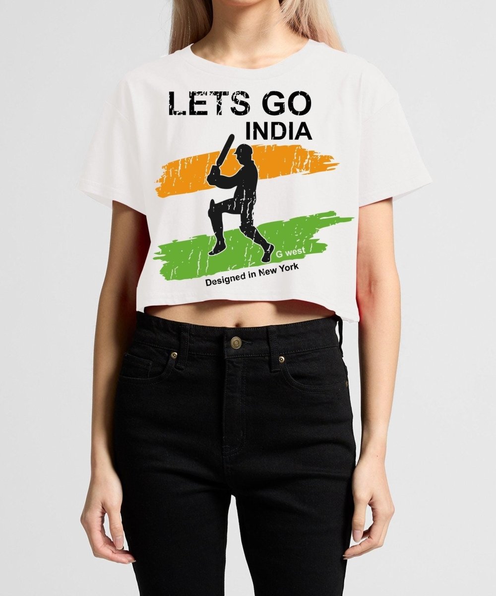 G West Women Cricket Lets Go India White T-Shirt